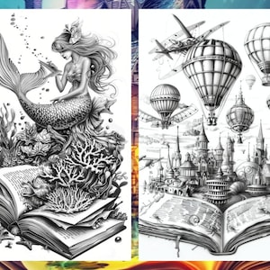 20 Magical Fantasy Coloring Book Pages for Kids Adults, Fairytale Magic ...