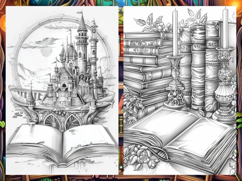 60 Magical Fantasy Coloring Book Pages for Kids Adults, Fairytale ...