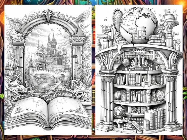 60 Magical Fantasy Coloring Book Pages for Kids Adults, Fairytale ...