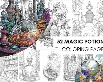 50 Enchanted Library Coloring Pages - Adult and Kids Coloring Book ...