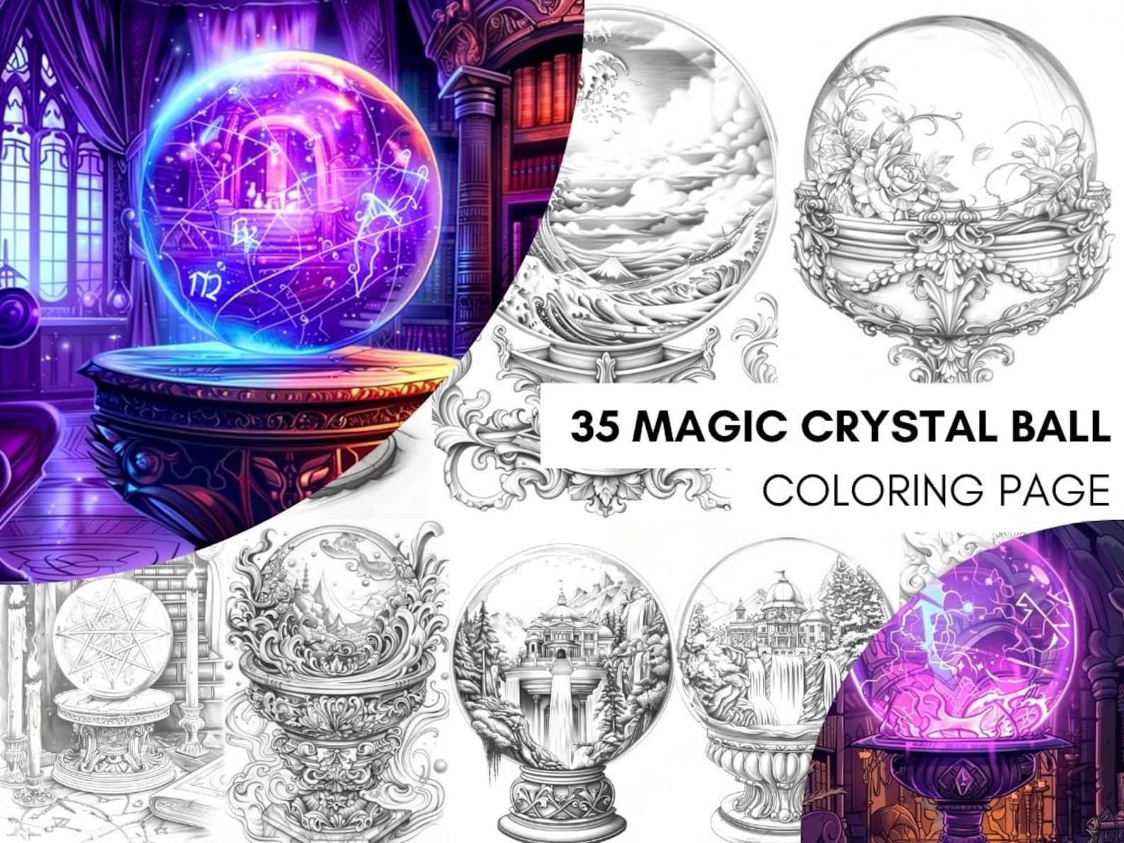 Magical Fantasy Coloring Book Pages for Kids Adults MYSTICAL COLORING ...