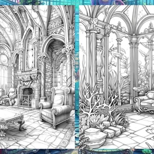 50 Fantasy Interior Coloring Pages - Adult, Teens and Kids Coloring ...