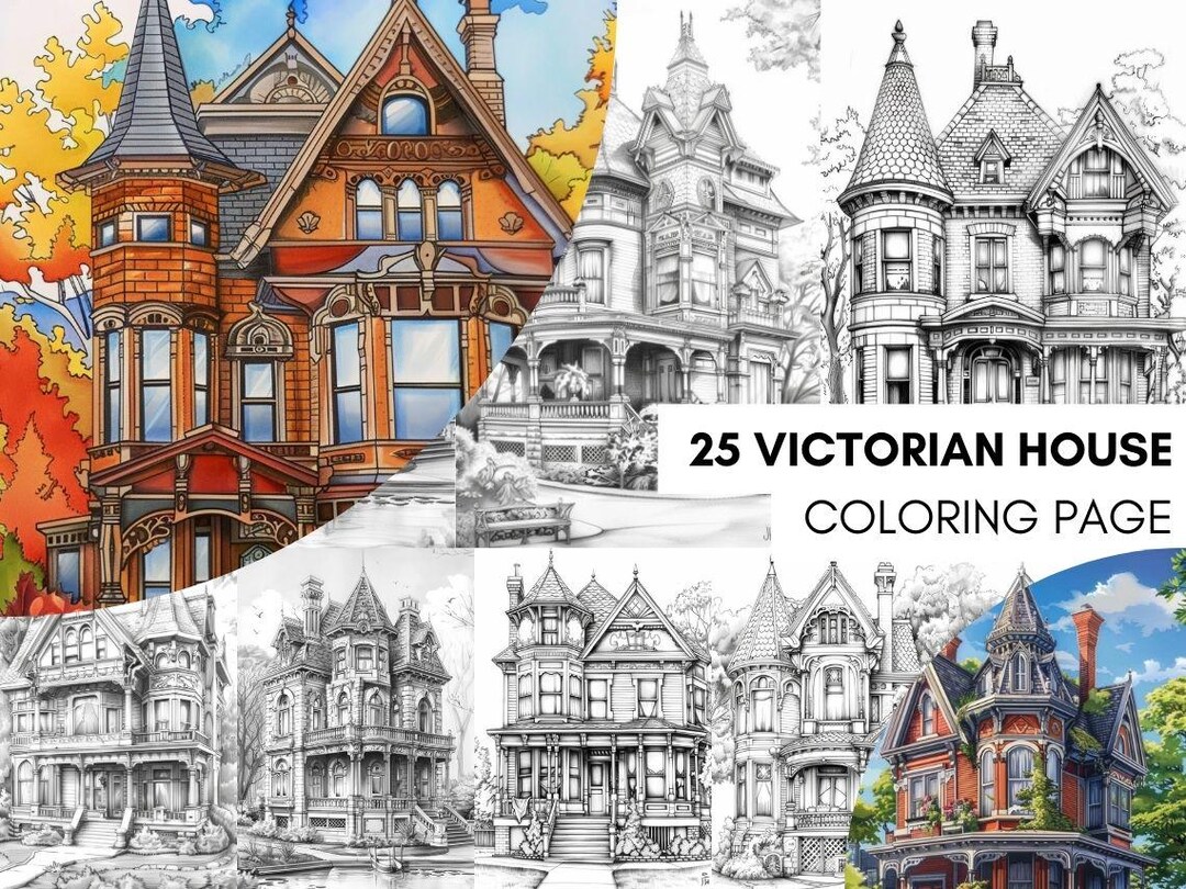 Victorian House Coloring Book for Adult, Garden Coloring Page ...