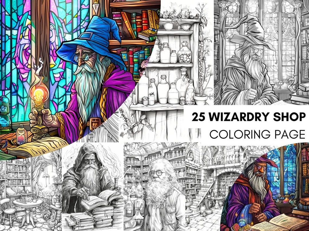 Whimsical Coloring Book, Fantasy Potion Bottle Pages, Magician Mystical ...