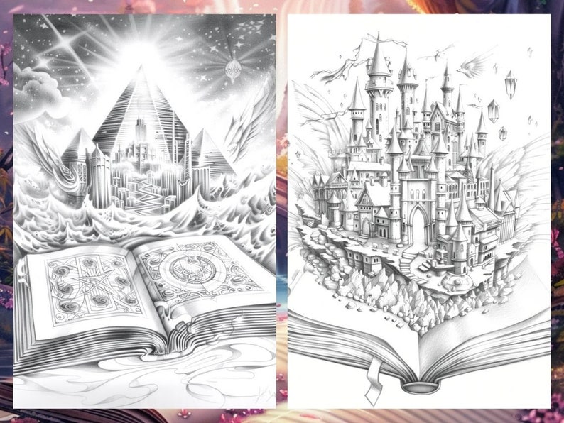 20 Magical Fantasy Coloring Book Pages for Kids Adults, Fairytale Magic ...