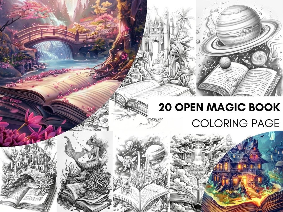 20 Magical Fantasy Coloring Book Pages for Kids Adults, Fairytale Magic ...