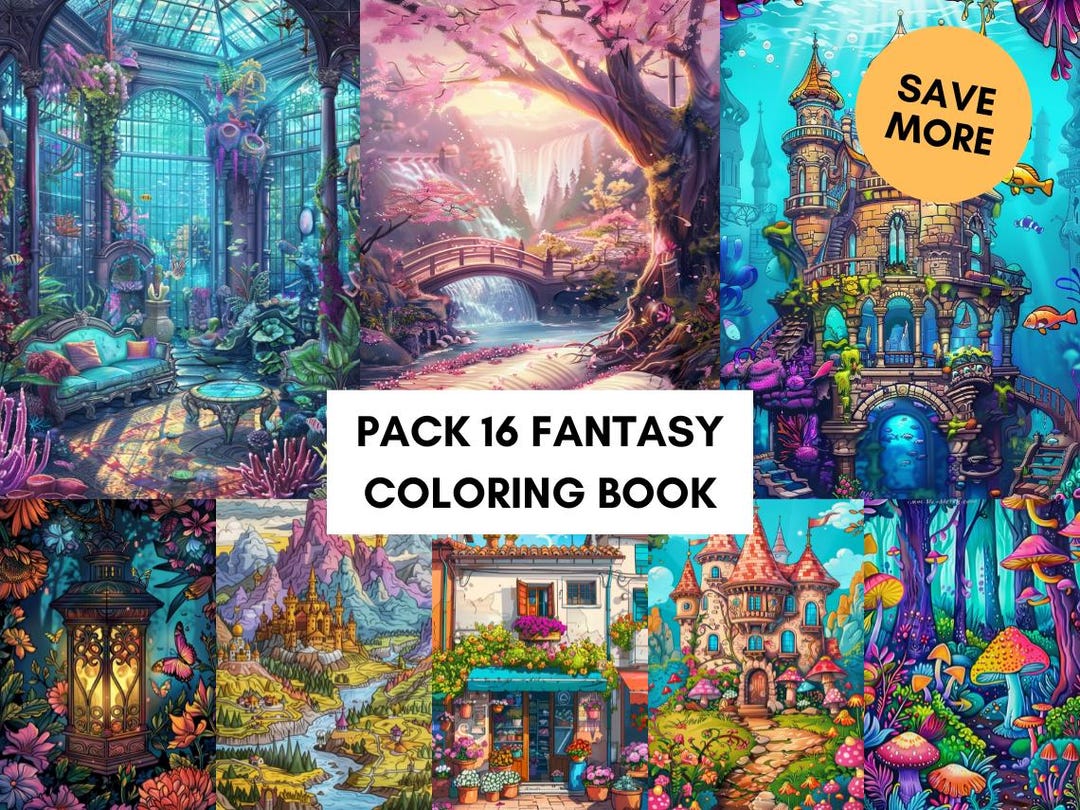 Coloring Book Whole Shop Bundle Fantasy Coloring Pages for Adult, Kids ...