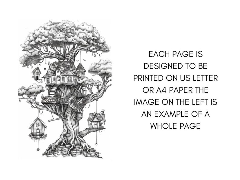 35 Coloring Books Enchanted Tree Houses, Fairy Houses, Coloring Pages ...