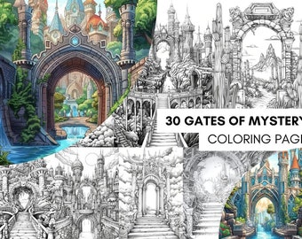 60 Magical Fantasy Coloring Book Pages for Kids Adults, Fairytale ...