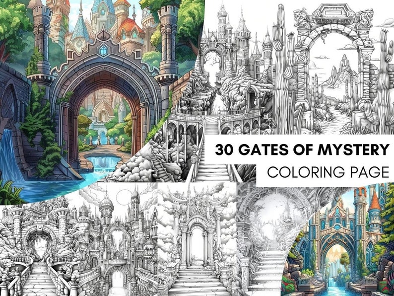 30 Magical Fantasy Coloring Book Pages for Kids Adults, Fairytale ...