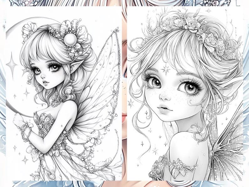 Moon Fairy Coloring Book, FAIRYTALE COLORING PAGES, Cute Coloring Book ...