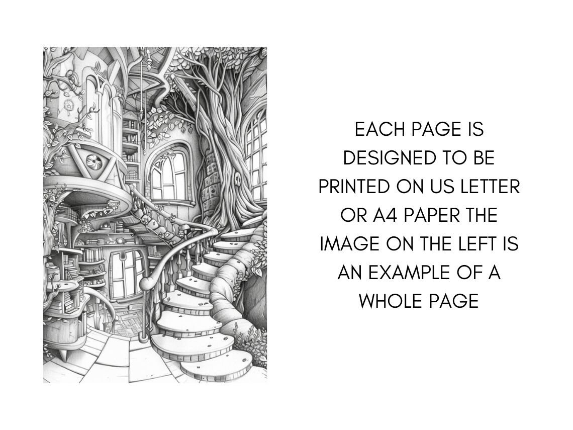 50 Fantasy Interior Coloring Pages - Adult, Teens and Kids Coloring ...