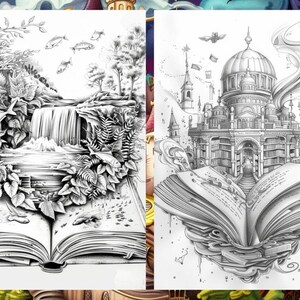 60 Magical Fantasy Coloring Book Pages for Kids Adults, Fairytale ...