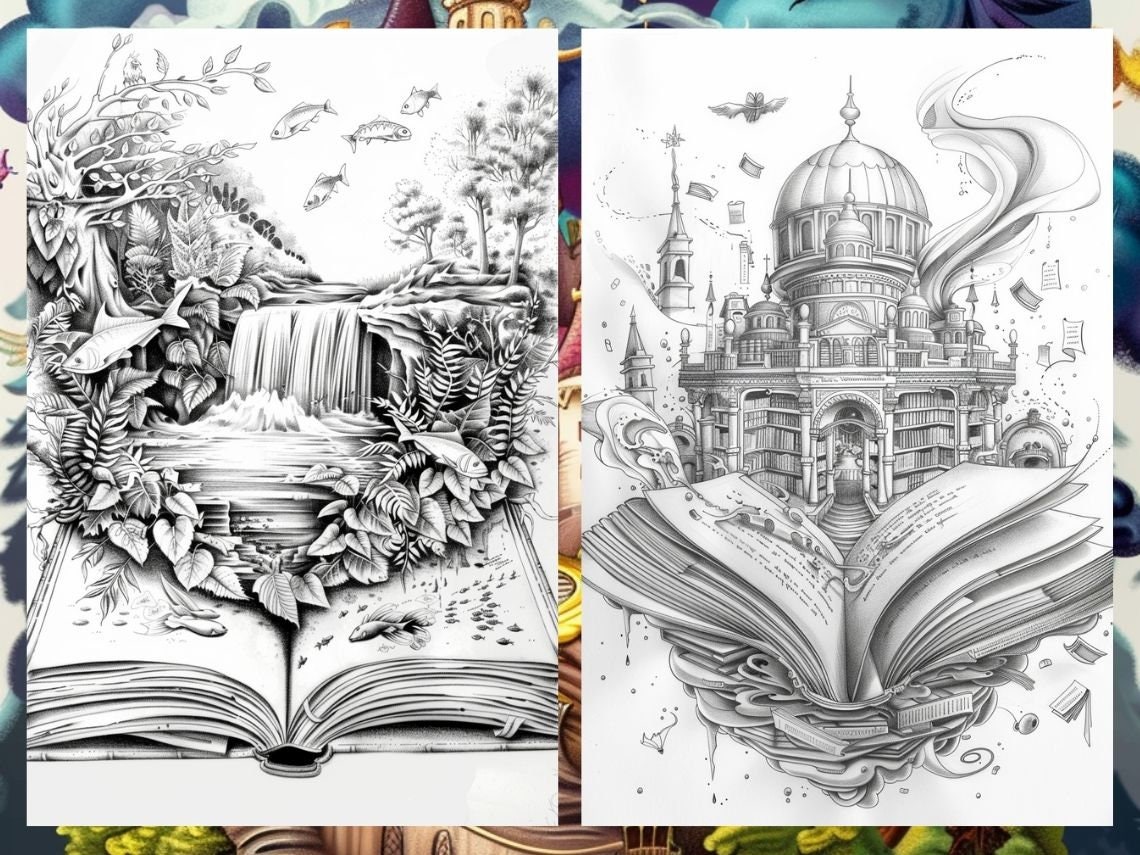 60 Magical Fantasy Coloring Book Pages for Kids Adults, Fairytale ...