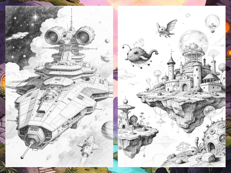 Space Celestial Coloring Book, Space Adventure Coloring Pages Digital ...