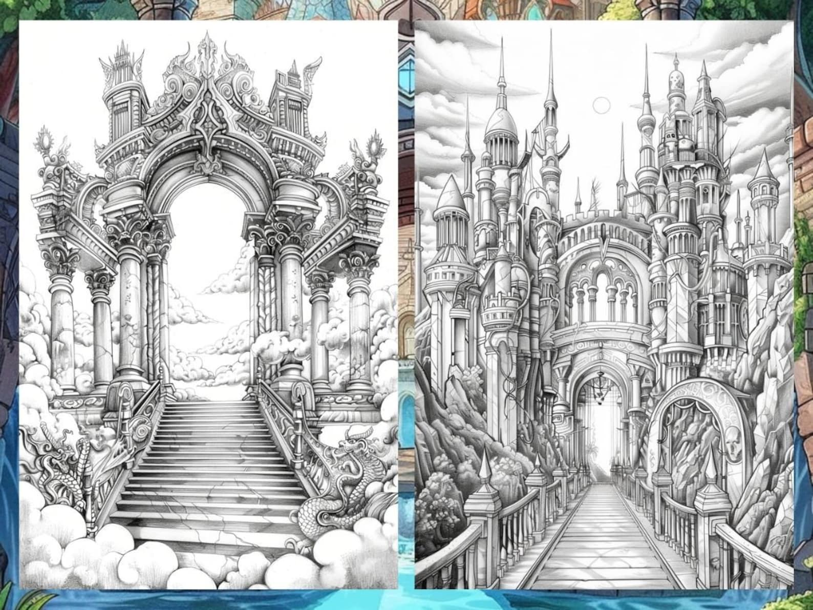 30 Magical Fantasy Coloring Book Pages for Kids Adults, Fairytale ...