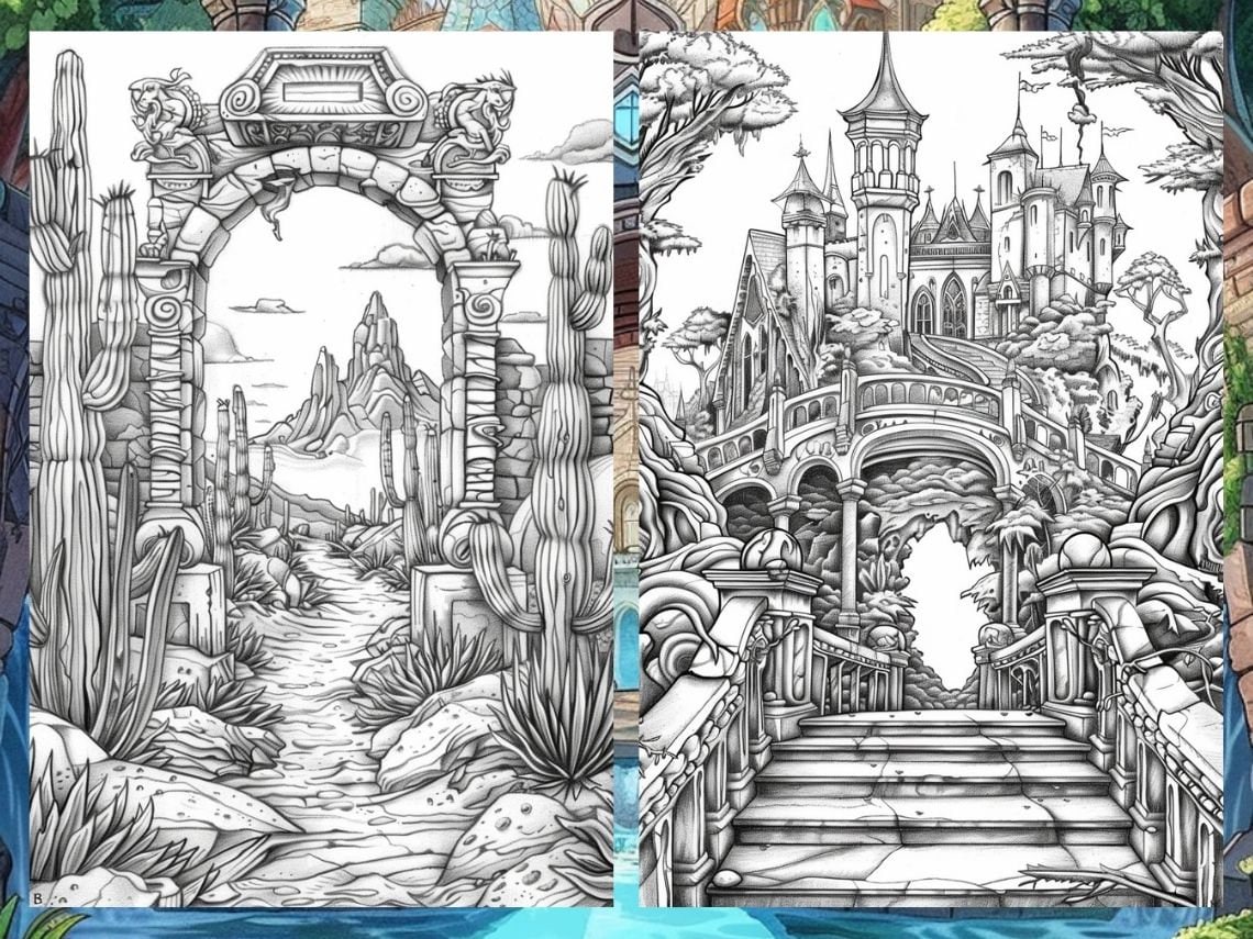 30 Magical Fantasy Coloring Book Pages for Kids Adults, Fairytale ...