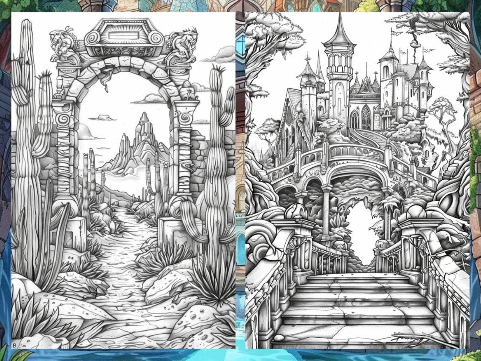 30 Magical Fantasy Coloring Book Pages for Kids Adults, Fairytale ...