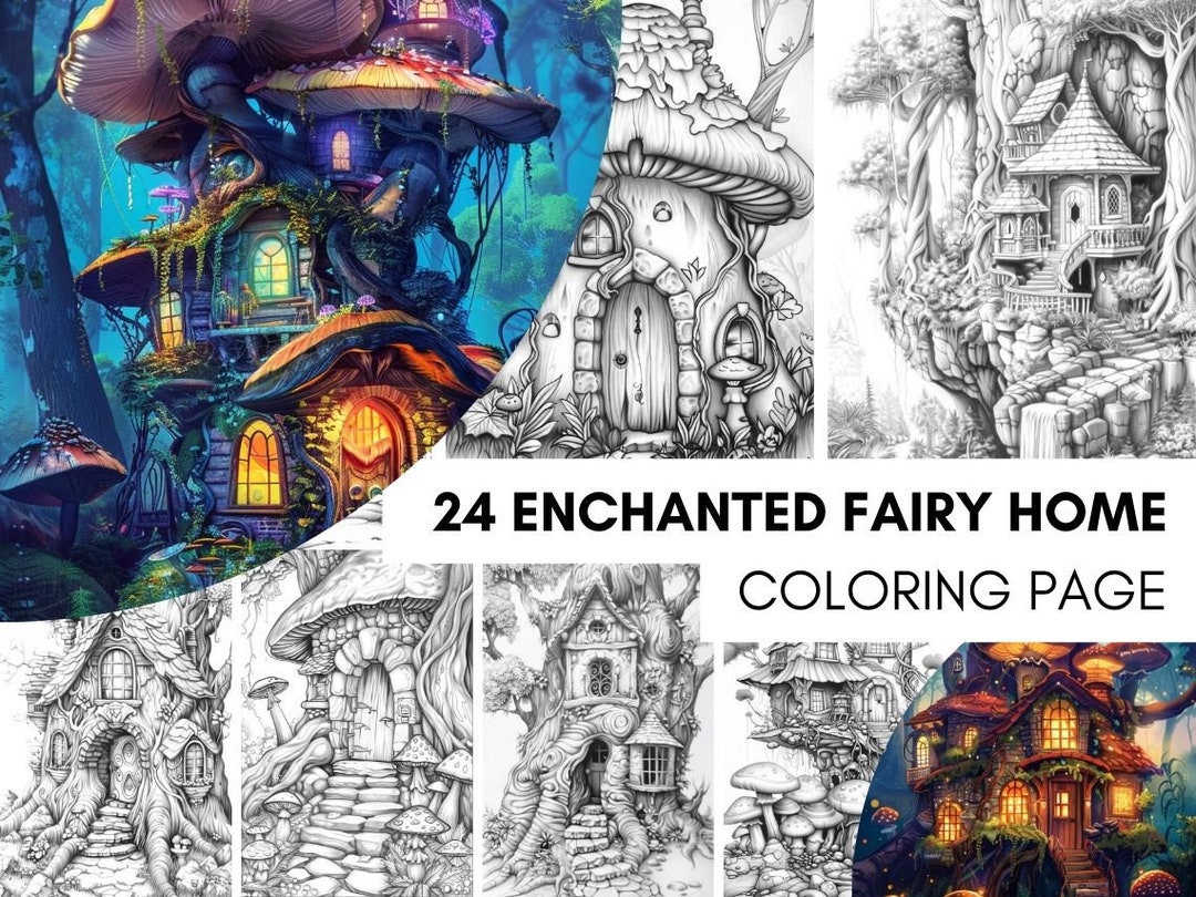 Coloring Pages: 24 Enchanted Fairy Houses for Adults, Teens, and ...