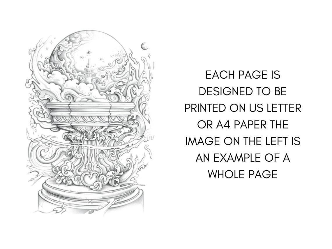 Magical Fantasy Coloring Book Pages for Kids Adults MYSTICAL COLORING ...