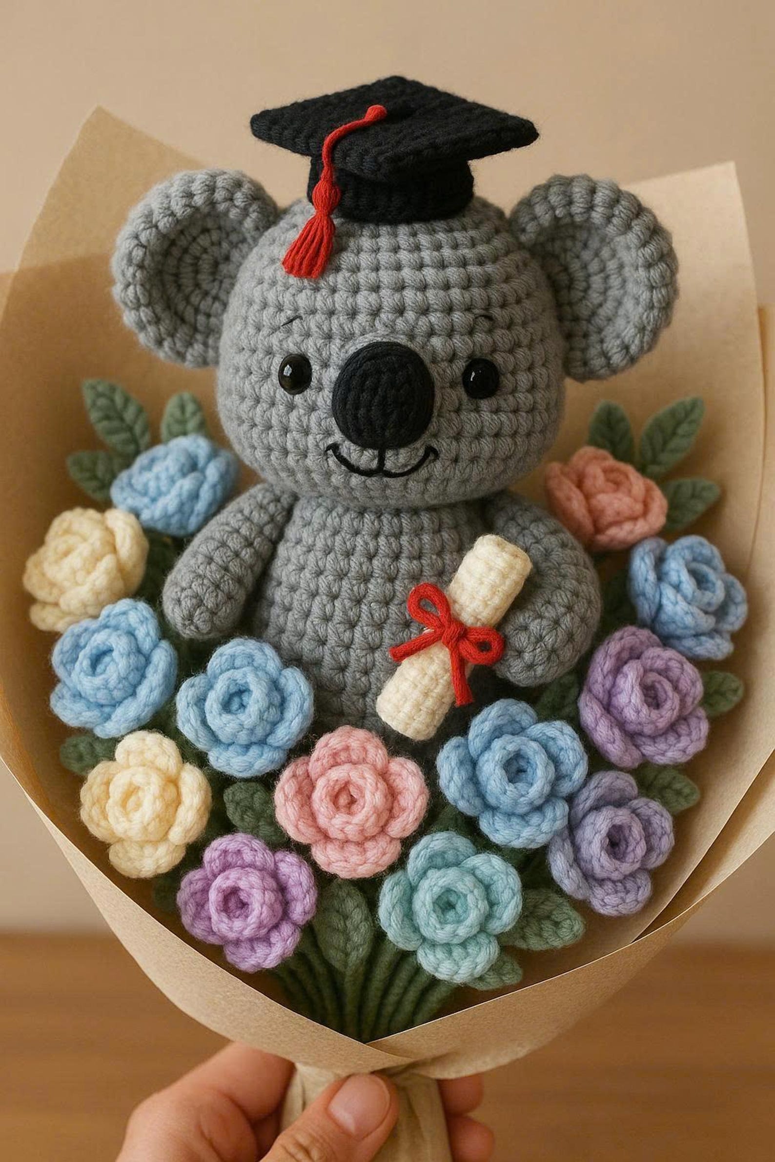 Handmade Crochet Koala Graduation Bouquet – Cute Amigurumi Gift With ...