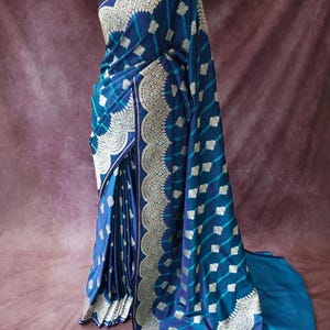 Handloom Dual Tone Mashru Silk Saree in Navy Blue and Turquoise Shade ...
