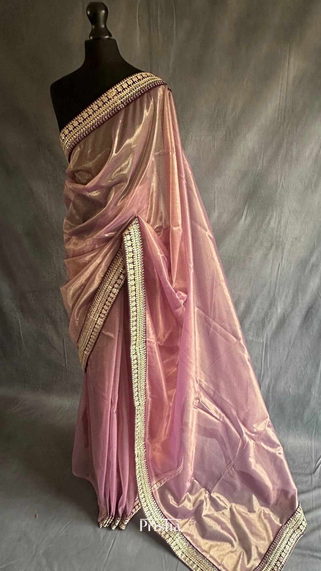 Purple Soft Tissue Silk Saree With Purple Border With Gold Zari and ...