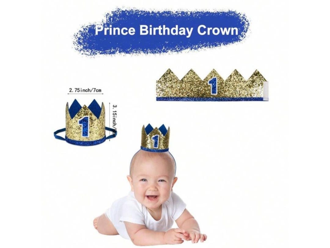 First Birthday Crown Hat for Baby , 1st Birthday Hat With Elastic Band ...