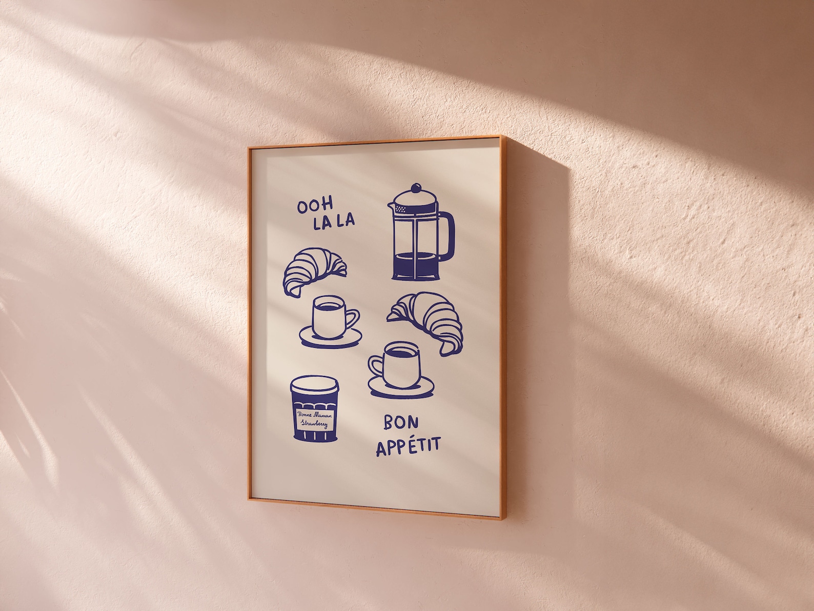 Bon Appetit Wall Art Croissant Coffee Illustration Breakfast Print - Etsy