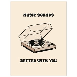 Record Player Wall Art Turntable Illustration Slogan Music Sounds ...