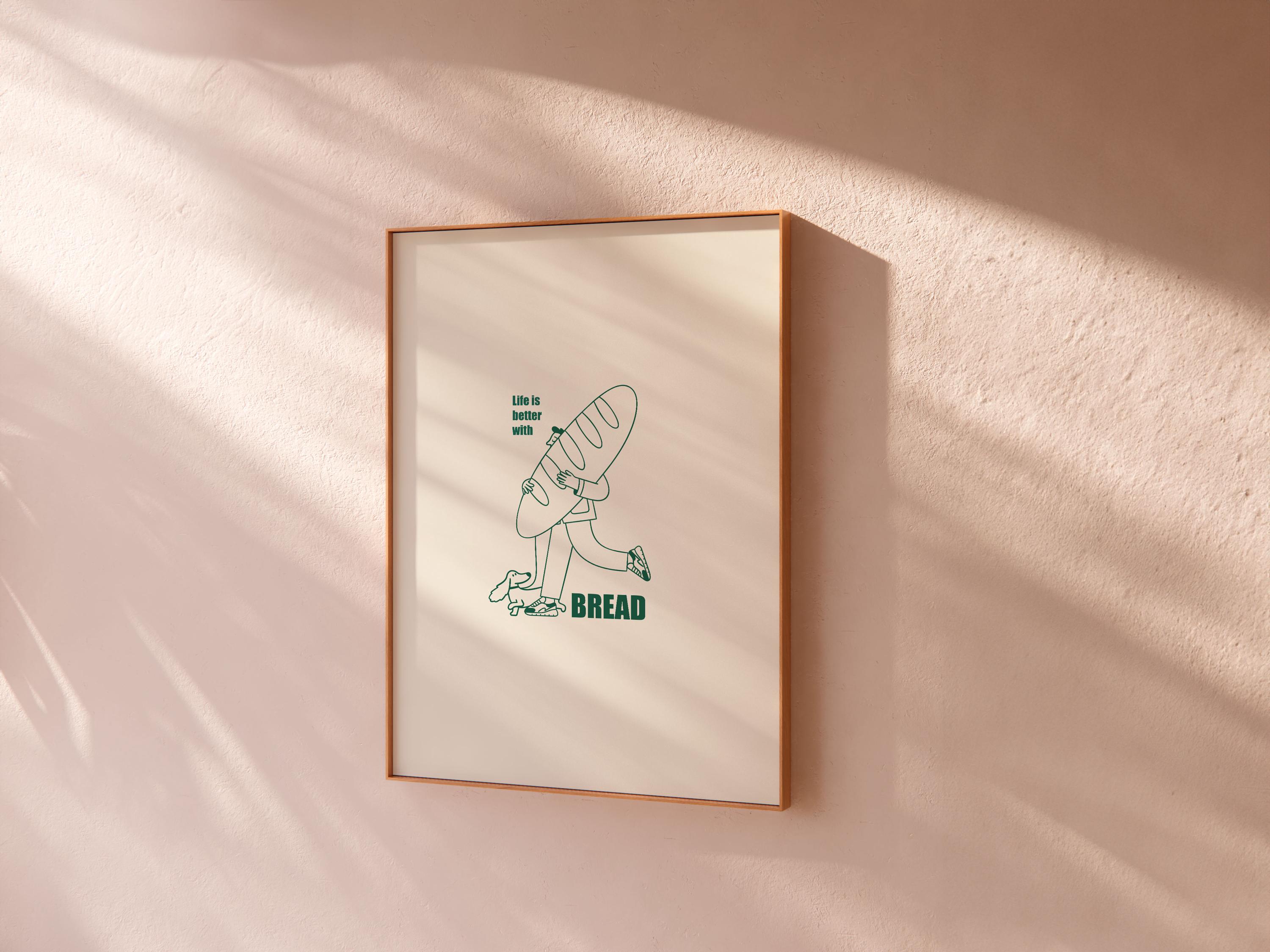 Life is Better With Bread - Fun Illustrated Poster Print - Perfect Gift ...