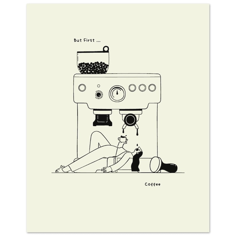 But First Coffee Illustrated Wall Art Print - Etsy