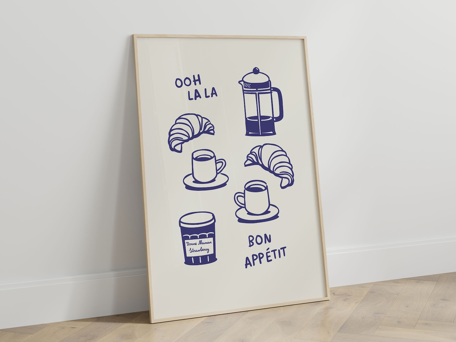 Bon Appetit Wall Art Croissant Coffee Illustration Breakfast Print - Etsy