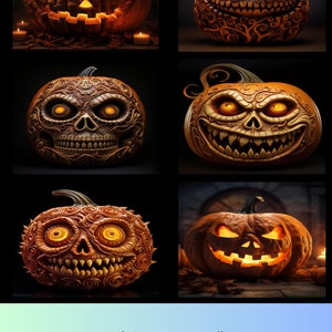 Jack O Lantern Digital Wall Art Bundle Downloadable AI Generated Image ...