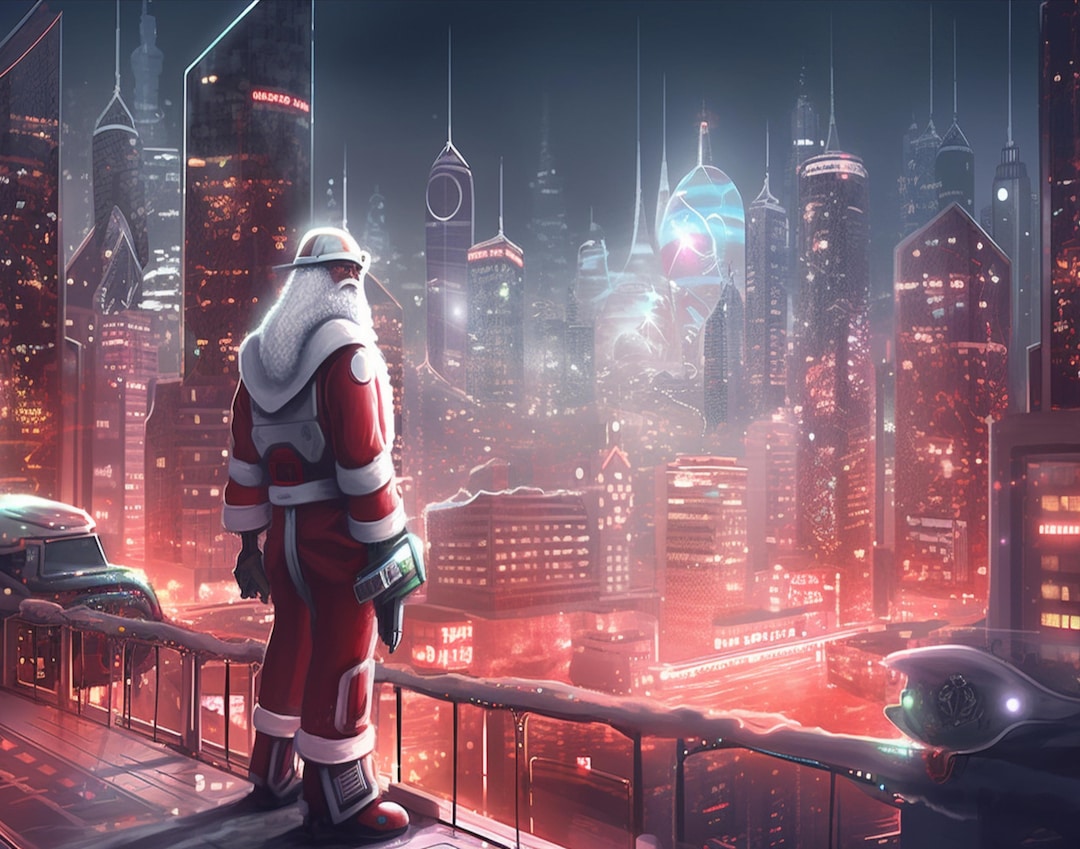 Futuristic Santa Digital Wall Art | Downloadable AI Generated Wall Art ...