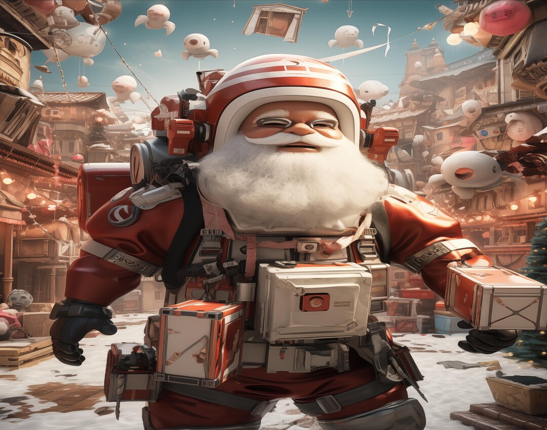 Robot Santa Digital Wall Art | Downloadable AI Generated Wall Art Image ...