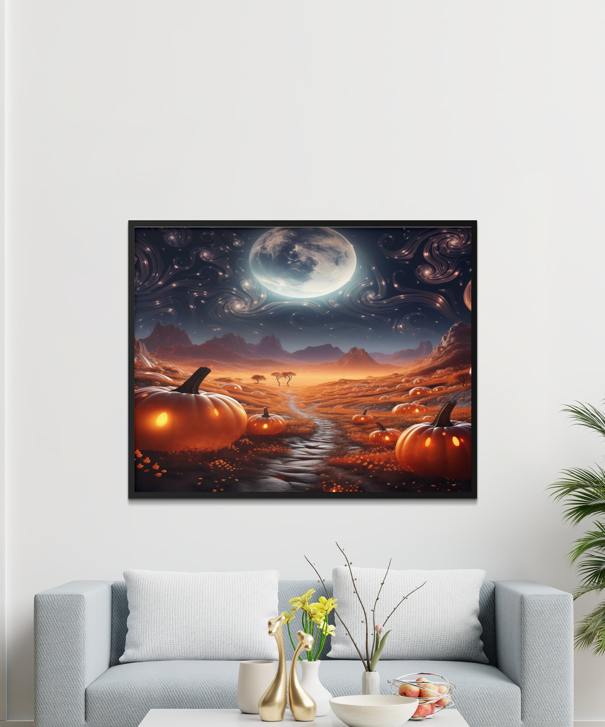 Pumpkin Planet Digital Wall Art Downloadable AI Generated Art Image - Etsy