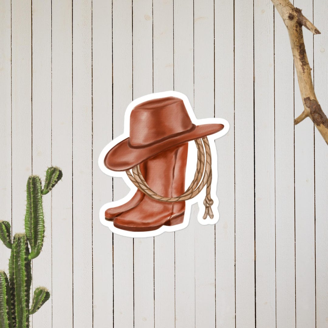 Cowboy Boots With Hat Vinyl Sticker - Etsy