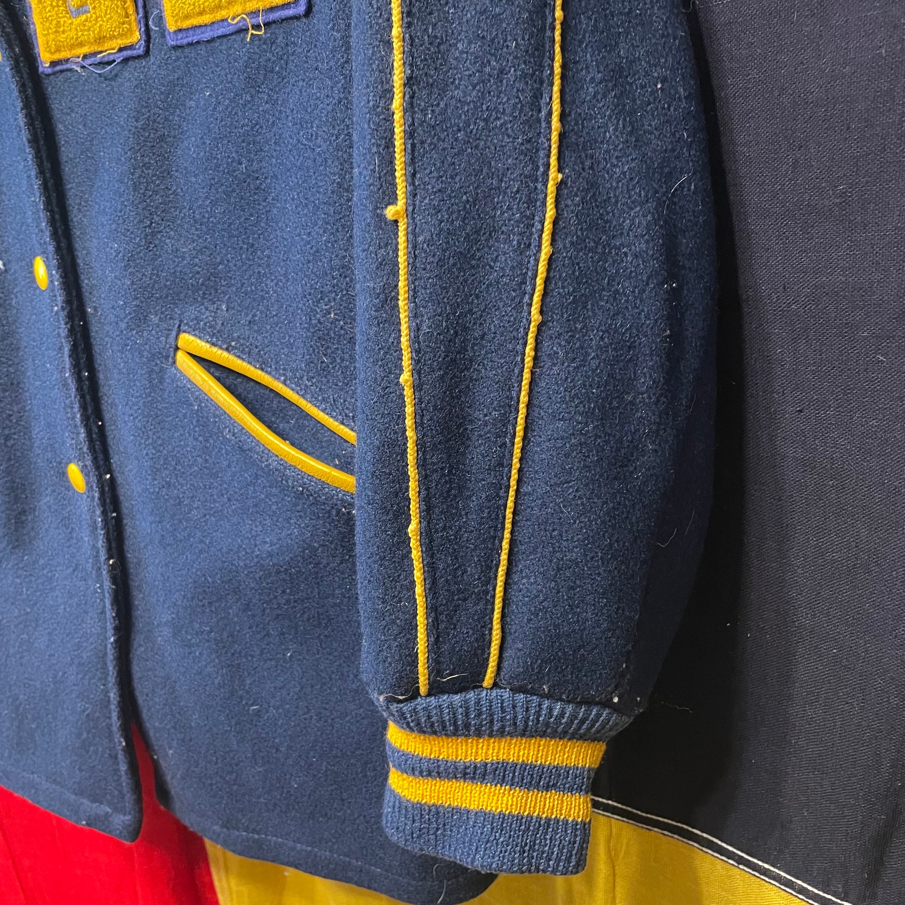 Vtg 80s Wool Varsity Jacket Track Patches and Chain Stitch Embroidery ...