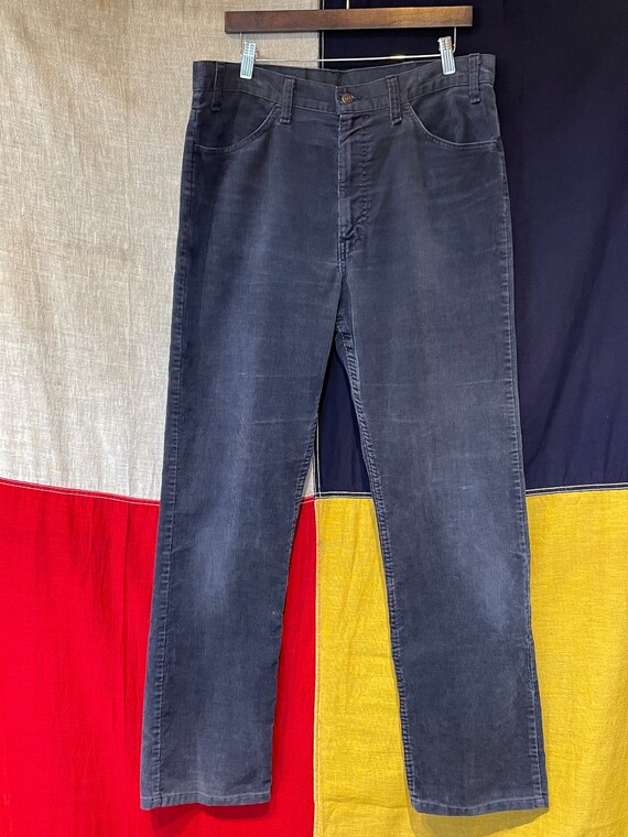 1970s Levi's Corduroy Pants Faded Navy Blue 35W White… - Gem