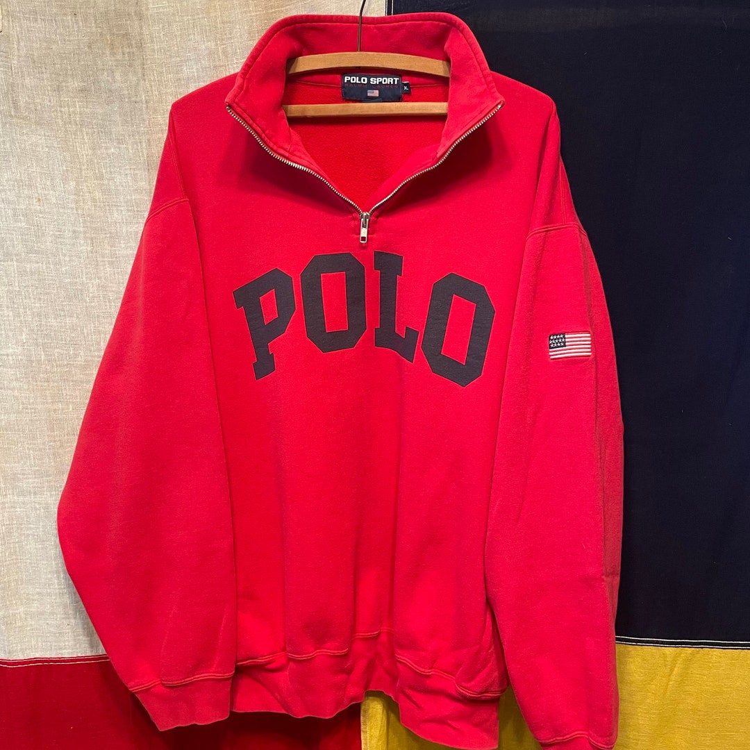 90s Polo Sport Ralph Lauren USA Pullover Sweatshirt Sz XL Red - Etsy