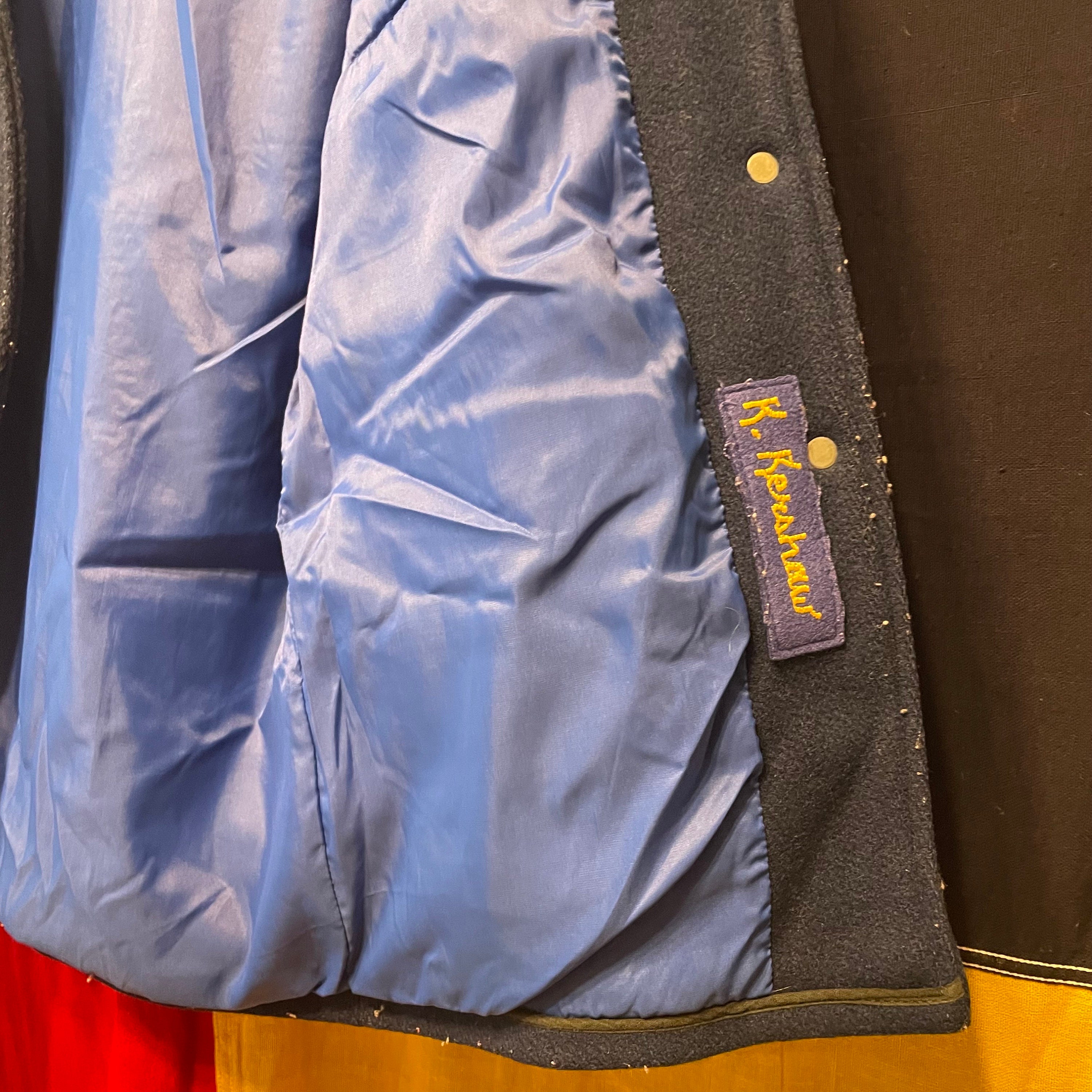 Vtg 80s Wool Varsity Jacket Track Patches and Chain Stitch Embroidery ...