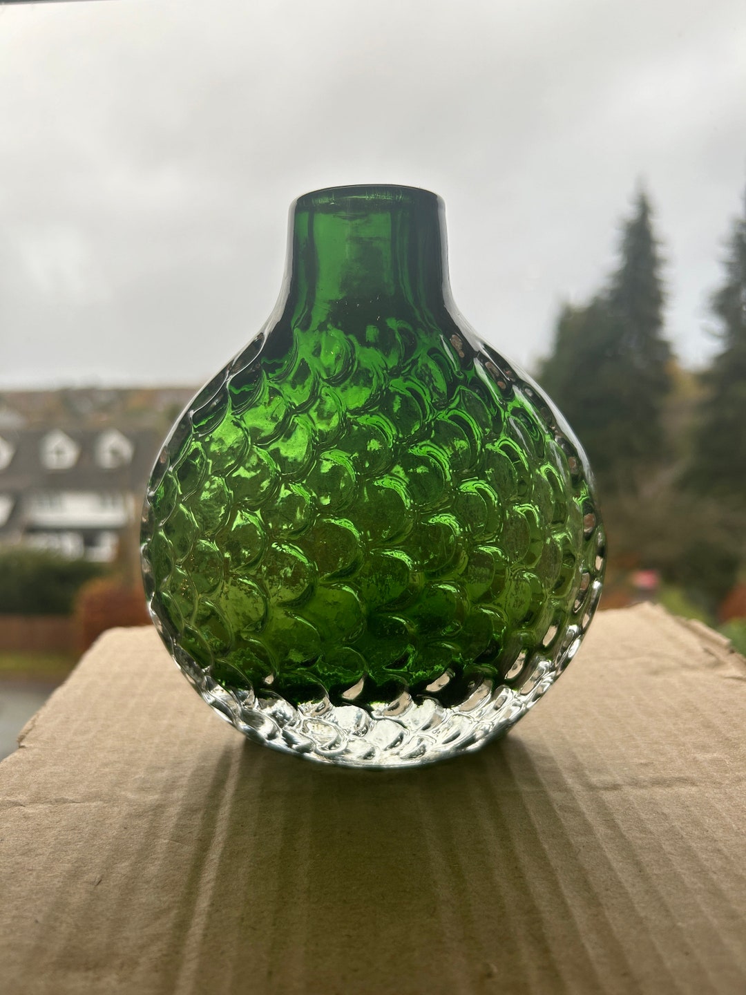 Whitefriar's Style Vase,onion Pufferfish Vase ,vintage Mid Century ...