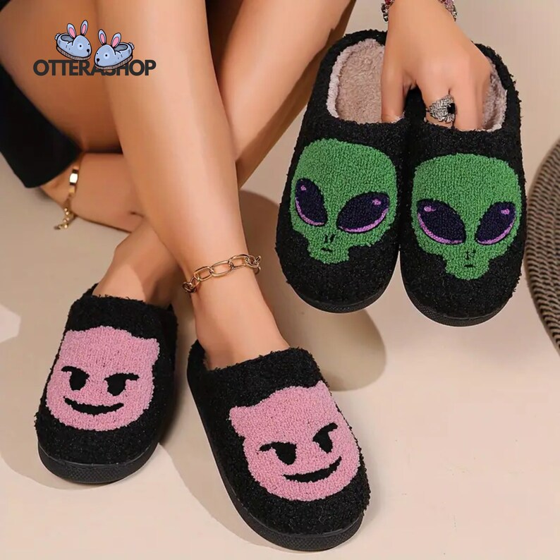 Alien Slippers Alien UFO Funny Felted Wool Slippers Cozy - Etsy