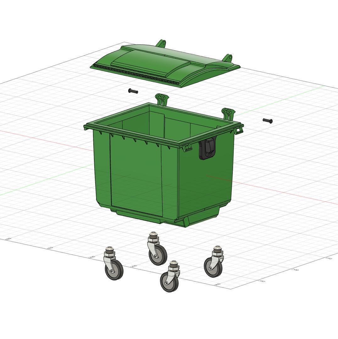 Waste Container , Garbage Duster Bin EU Version (v1) - STL File 1_12 ...
