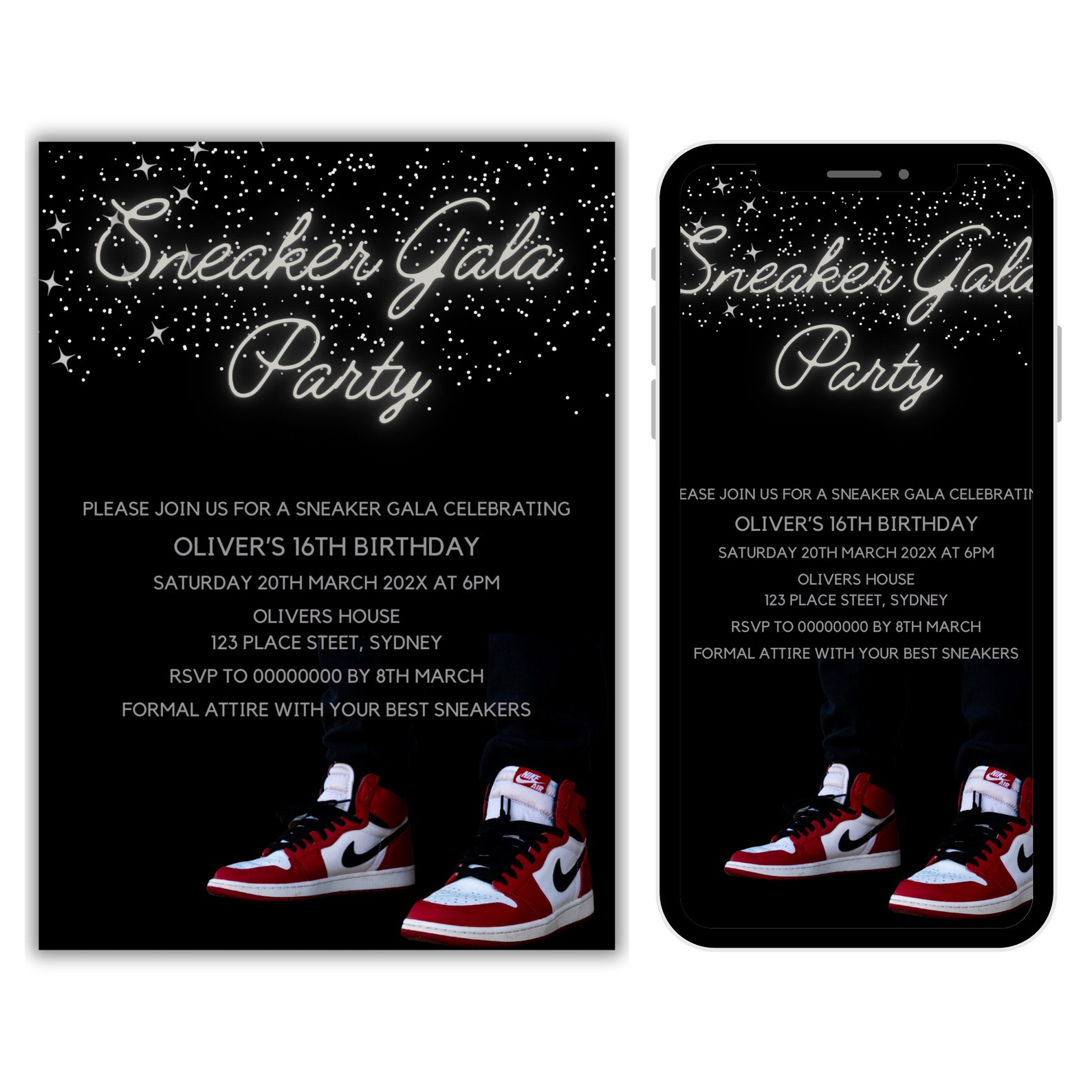 Sneaker Gala Invitation, Sneaker Birthday Invitation, Sneaker Ball ...