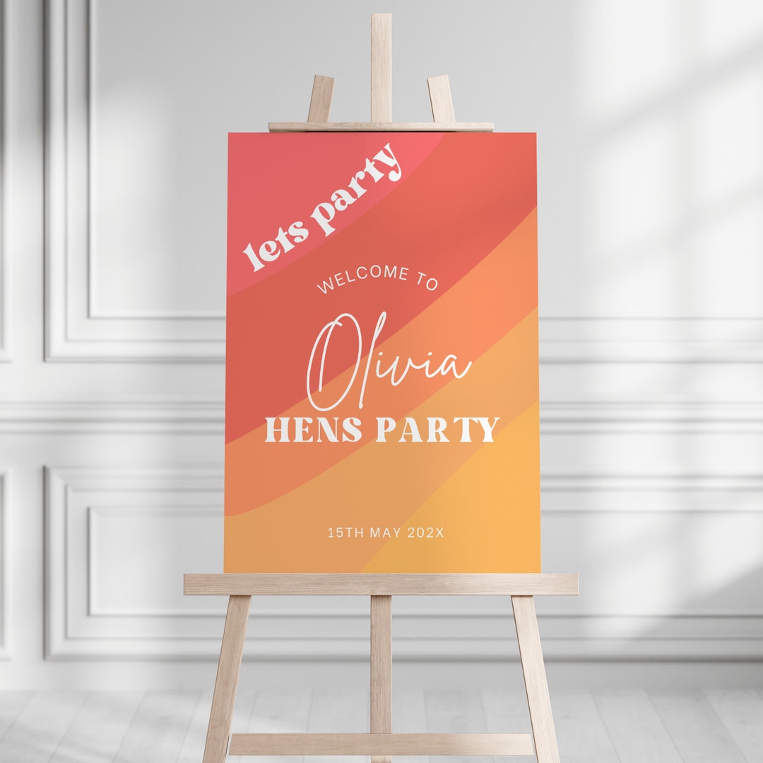 Retro Hens Party Welcome Sign, Sunset Welcome Sign, Hens Party Welcome ...