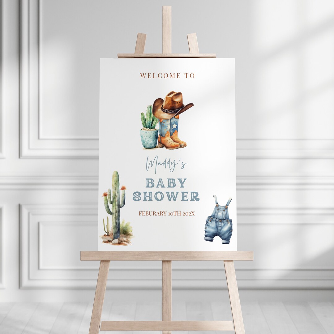 Little Cowboy Baby Shower Sign, Baby Shower Welcome Sign, Western, Wild ...