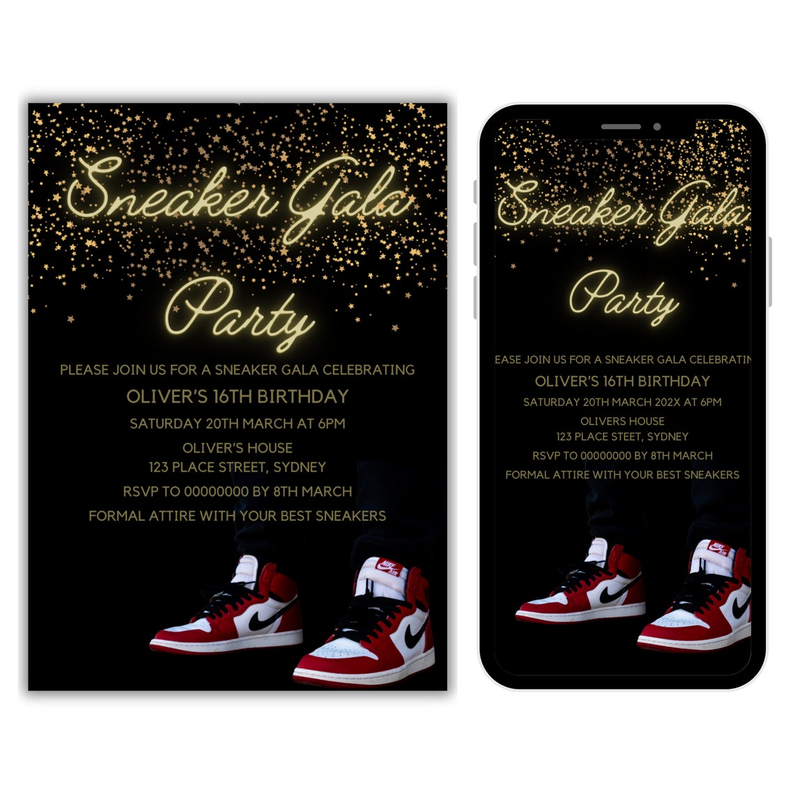 Sneaker Gala Invitation, Sneaker Birthday Invitation, Sneaker Ball ...