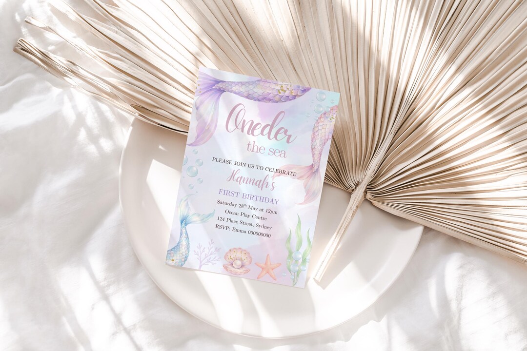 Oneder the Sea 1st Birthday Invitation, Mermaid First Birthday Invite ...